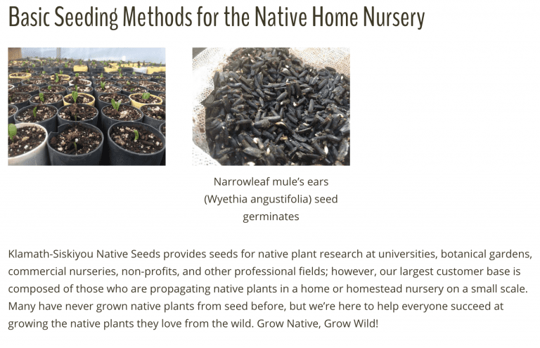 Seed Germination and Propagation Reference Guide - Klamath Siskiyou ...