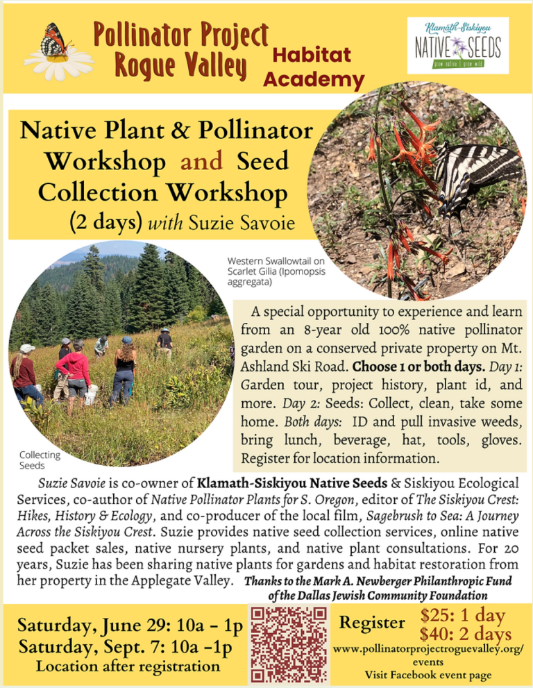 PPRV event flyer - Klamath Siskiyou Native Seeds